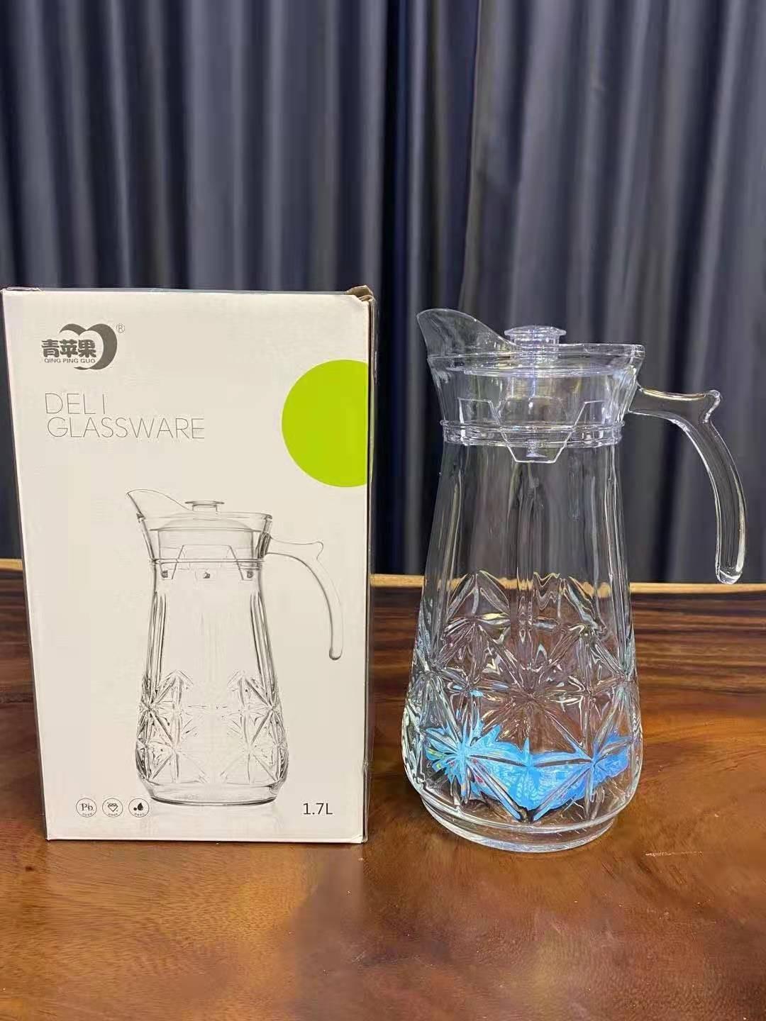 YJZH-35 Green apple glass cold water jug with cover tie pot corn juice ...