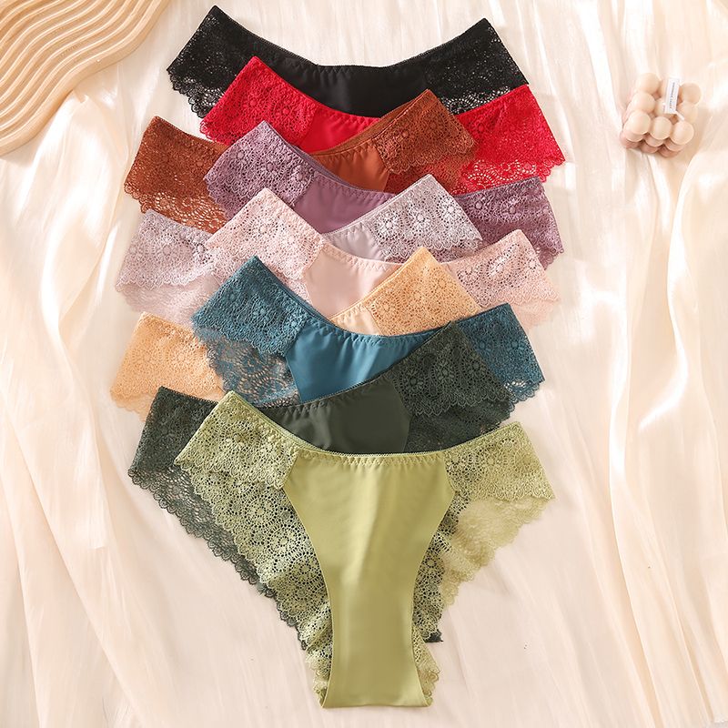 European-style lace underpants for women, ice silk women's triangle ...
