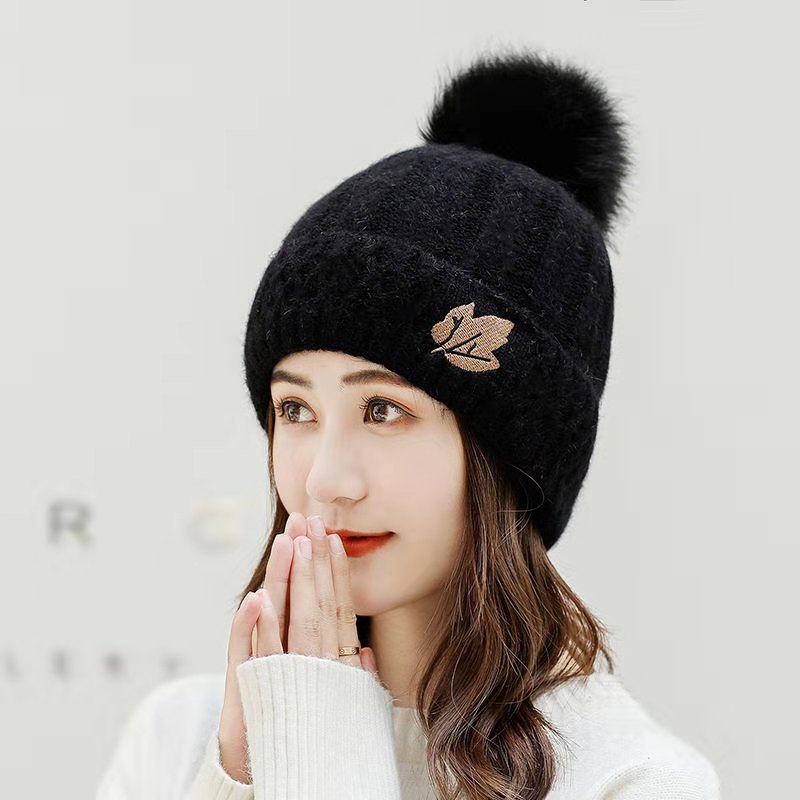 Wind leaf rabbit hair jacquard wool wool fashionable warm decorative ...